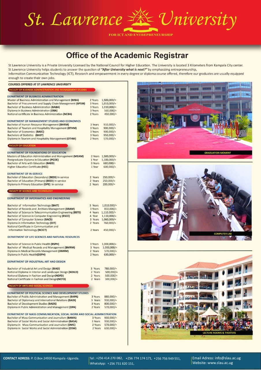 Fees Structure – St. Lawrence University (SLAU)